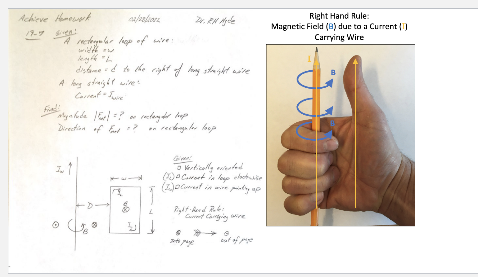 Solved Right Hand Rule: Magnetic Field (B) due to a Current | Chegg.com
