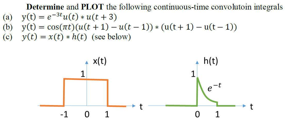 Solved Determine and PLOT the following continuous-time | Chegg.com