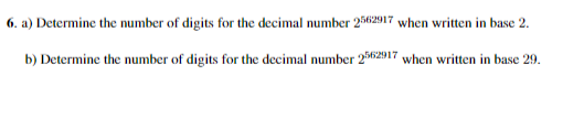 Solved 6. a) Determine the number of digits for the decimal | Chegg.com