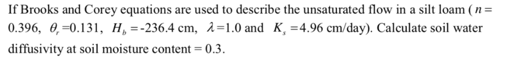 Solved If Brooks and Corey equations are used to describe | Chegg.com