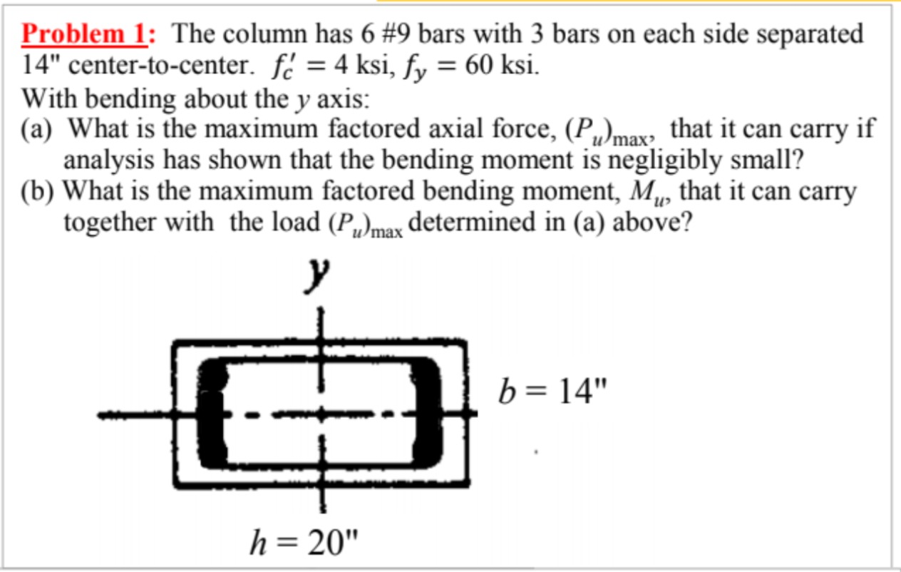 Solved Problem 1: The column has 6 #9 bars with 3 bars on | Chegg.com