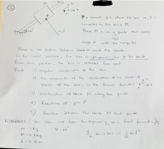 Solved P = smooth pin where the bar m, lis Connected to the | Chegg.com