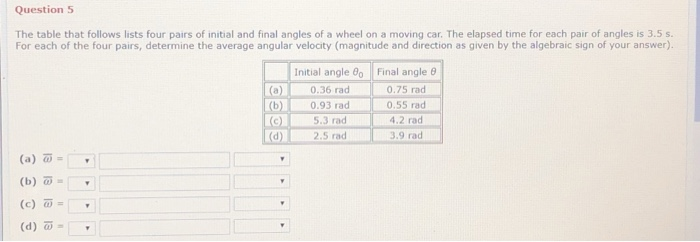 Solved Question 5 The table that follows lists four pairs of | Chegg.com