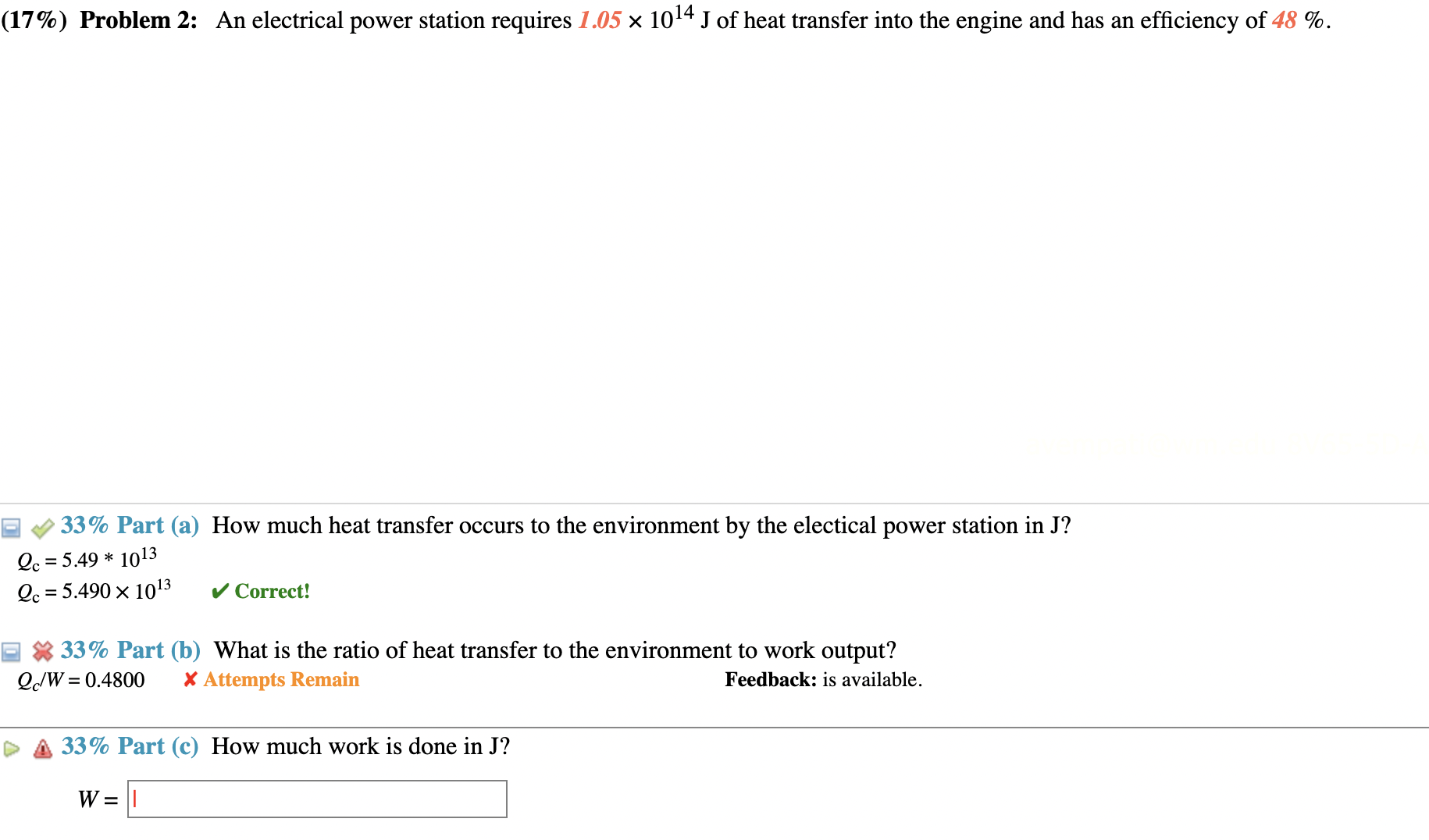 Solved 17\%) Problem 2: An electrical power station requires | Chegg.com