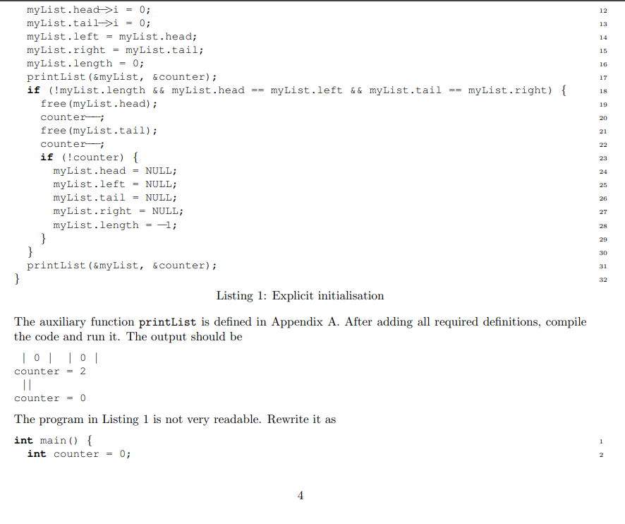 Solved 1 Step 1: initialise the list (20 marks) In this | Chegg.com