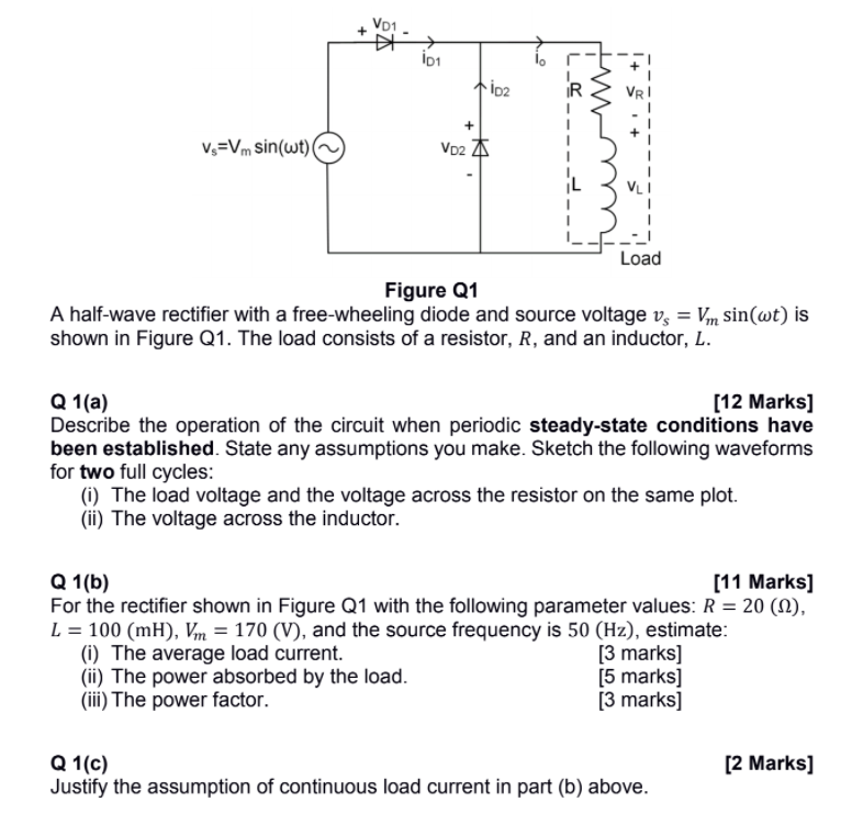 Solved + Vp1 A 101 İp2 + Vs=Vm sin(wt) Vp2 VL Load Figure Q1 | Chegg.com