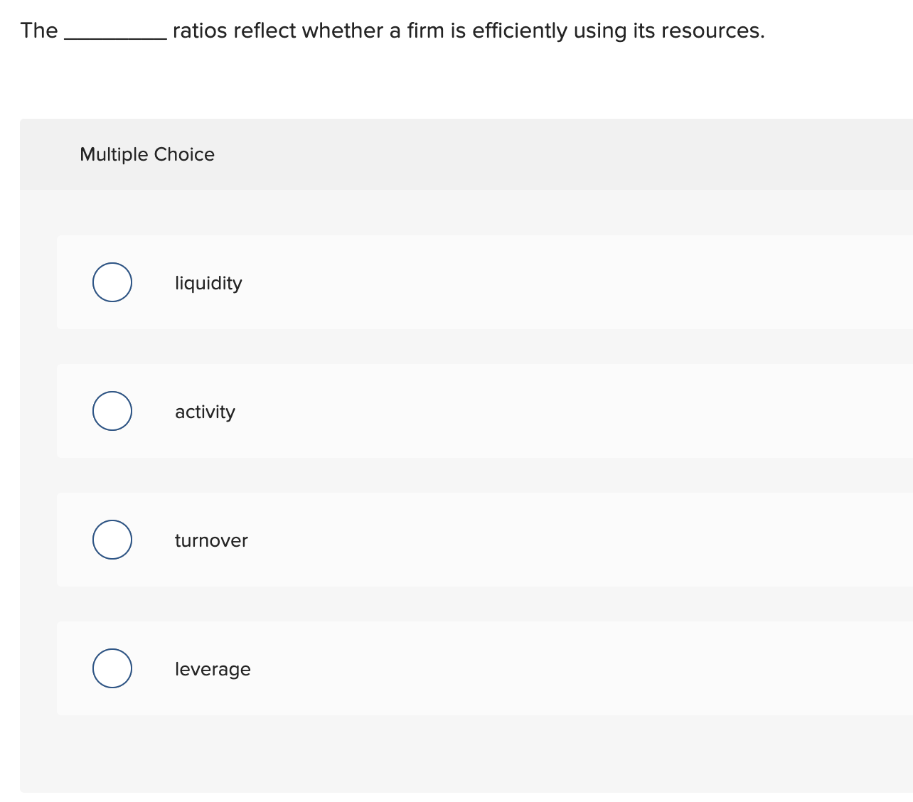 Solved The . ﻿ratios reflect whether a firm is efficiently | Chegg.com