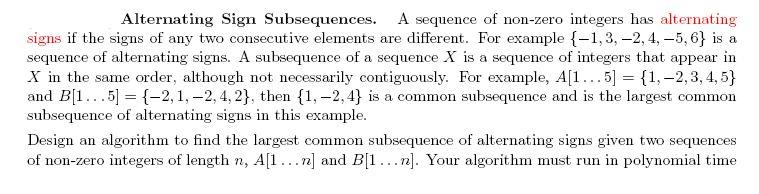 Solved Alternating Sign Subsequences. A sequence of non-zero | Chegg.com