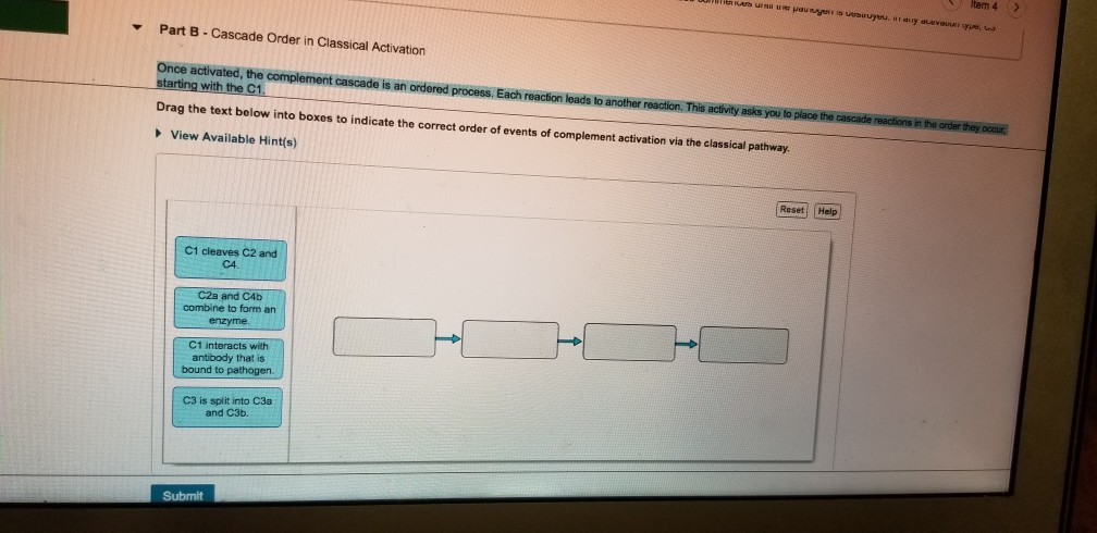 Solved Part B - Cascade Order in Classical Activation Once | Chegg.com