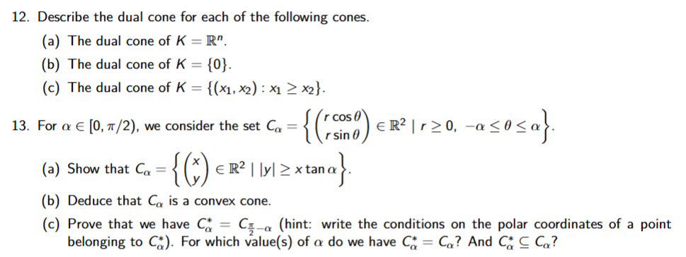 Solved Describe the dual cone for each of the following | Chegg.com