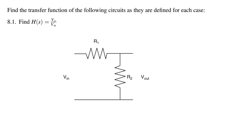 Solved Find the transfer function of the following circuits | Chegg.com
