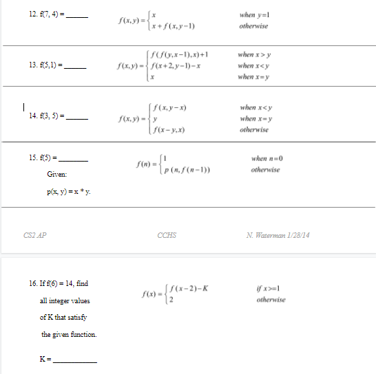 Solved Here is the other half Not sure how to do 16 though. | Chegg.com