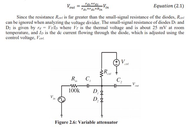 Solved Vir Vout rdı +rd2 Equation (2.1) rdı +rd2+Rin Since | Chegg.com