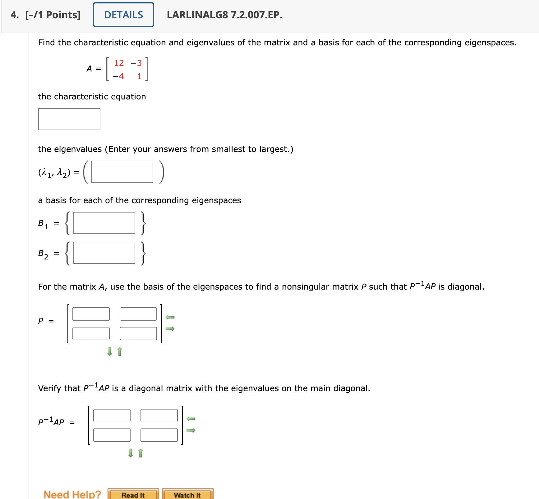 Solved Find the characteristic equation and eigenvalues of | Chegg.com