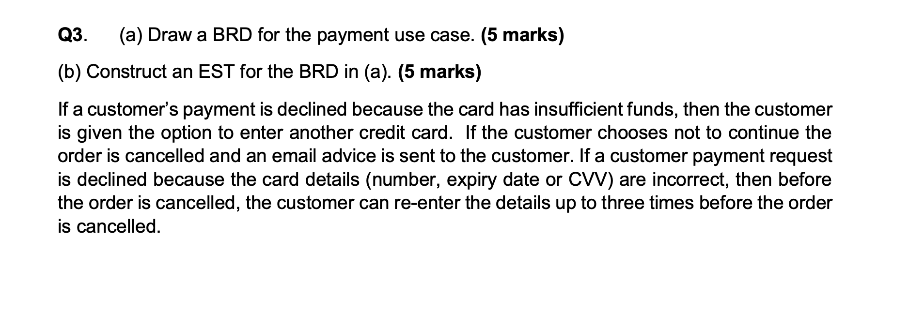 Q1. Create an EDD and a CDD based on the information | Chegg.com