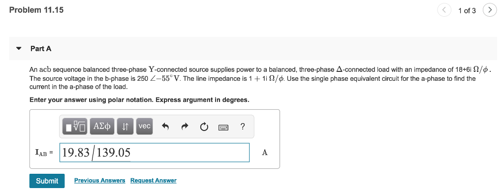 Solved Problem 11.15 1 of 3 Part A An acb sequence balanced | Chegg.com