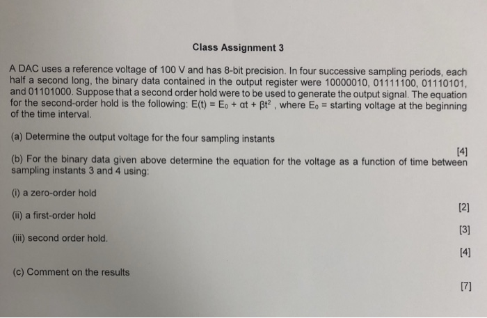 Solved Class Assignment 3 A DAC uses a reference voltage of | Chegg.com