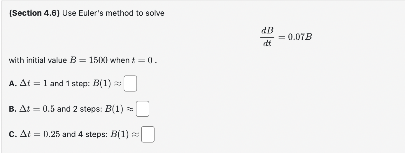 Solved (Section 4.6) ﻿Use Euler's method to | Chegg.com
