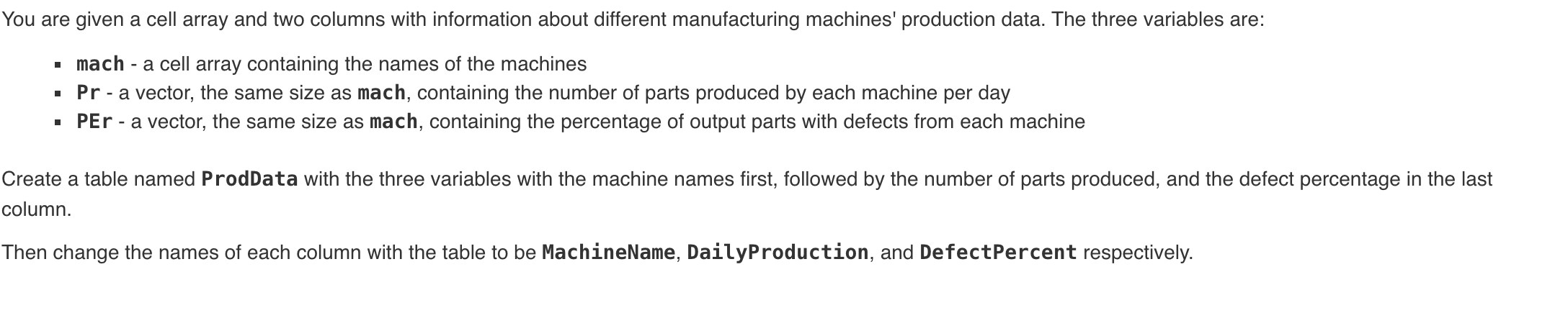 The.mat file "StreamData.mat" contains a table that | Chegg.com