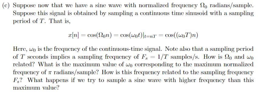 Solved (c) Suppose now that we have a sine wave with | Chegg.com