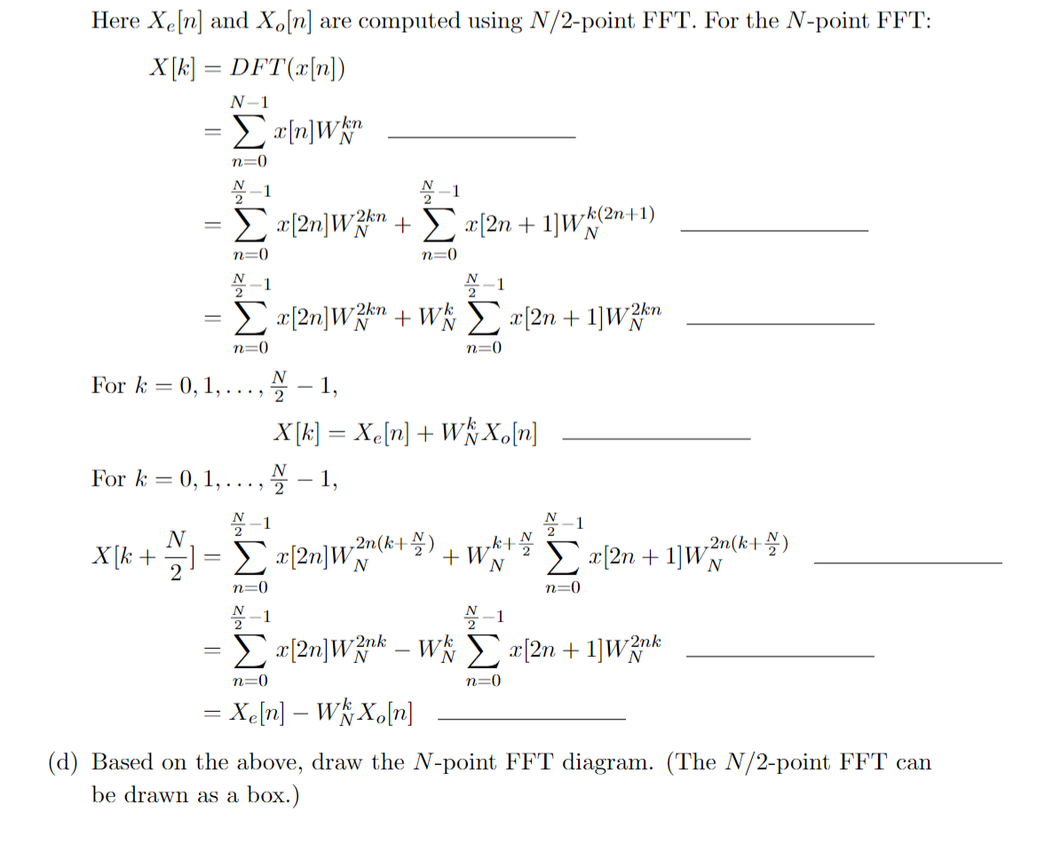 4. N-point FFT. (a) Draw the FFT diagram of a 8-point | Chegg.com