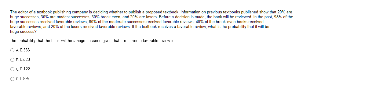 Solved The editor of a textbook publishing company is | Chegg.com