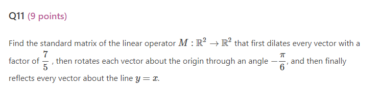 Solved Find the standard matrix of the linear operator | Chegg.com