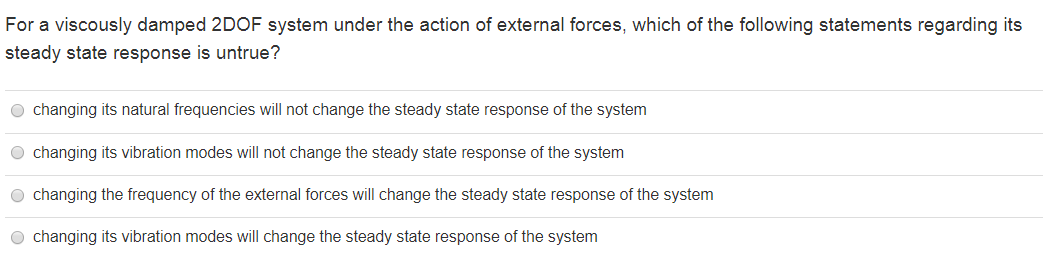 Solved For a viscously damped 2DOF system under the action | Chegg.com