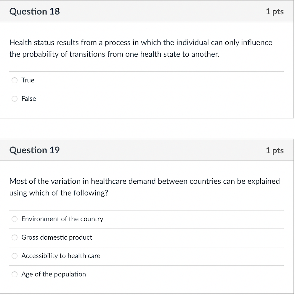 Solved Health status results from a process in which the | Chegg.com