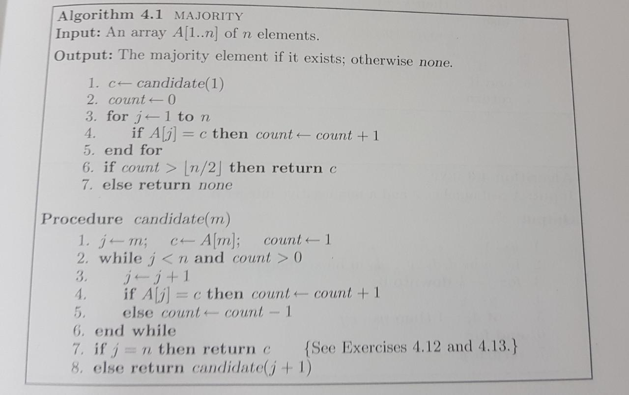 10 Illustrate The Operation Of Algorithm Majority 