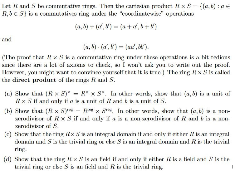 Solved Let R and S be commutative rings. Then the cartesian | Chegg.com
