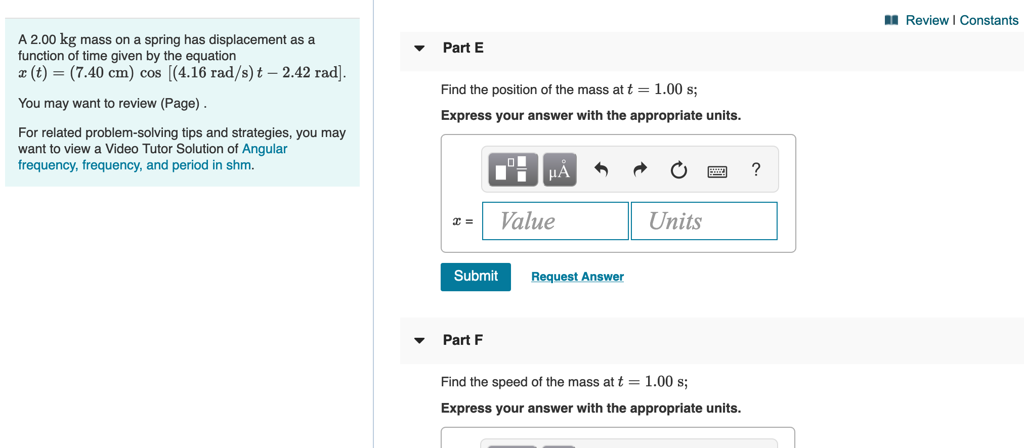 Solved II Review | Constants Part E A 2.00 kg mass on a | Chegg.com Solved II Review | Constants Part E A 2.00 kg mass on a | Chegg.com