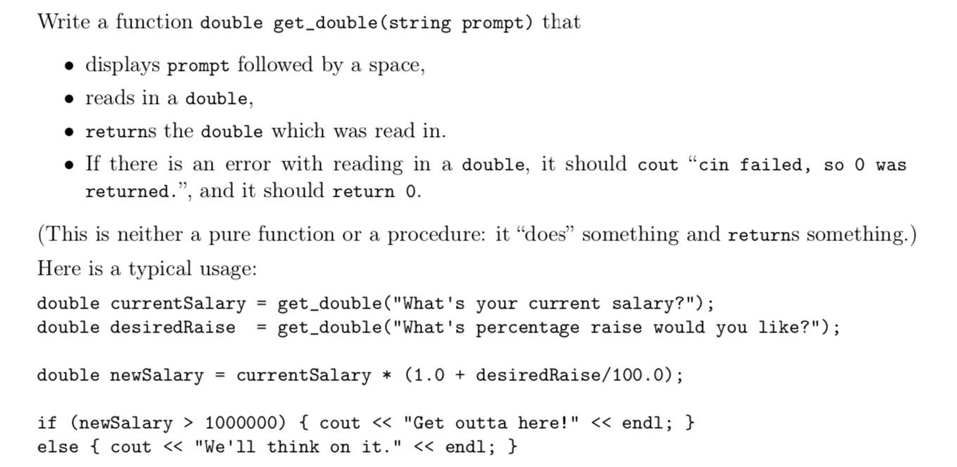 Solved Write a function double get_double(string prompt) | Chegg.com