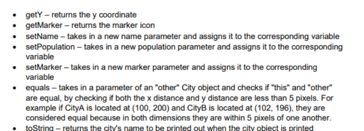 Solved This class represents one city in the program. It | Chegg.com