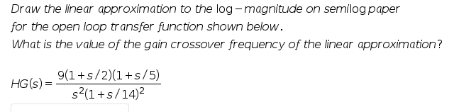 Solved Draw the linear approximation to the log -magnitude | Chegg.com