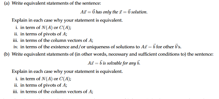 Solved (a) Write equivalent statements of the sentence: AT = | Chegg.com