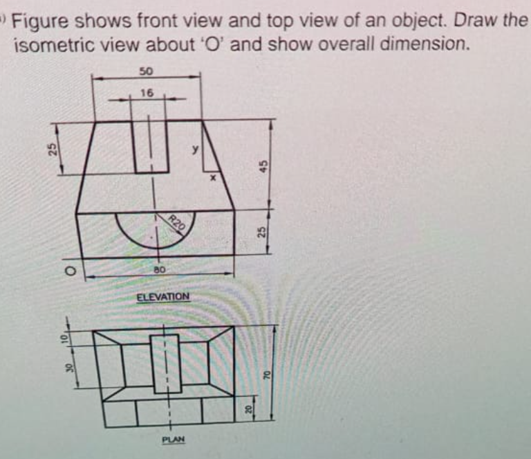 Solved - Figure shows front view and top view of an object. | Chegg.com