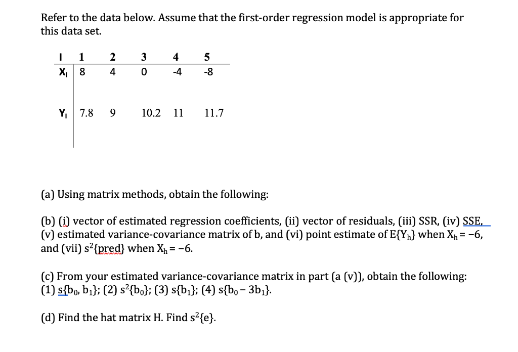 Refer to the data below. Assume that the first-order | Chegg.com