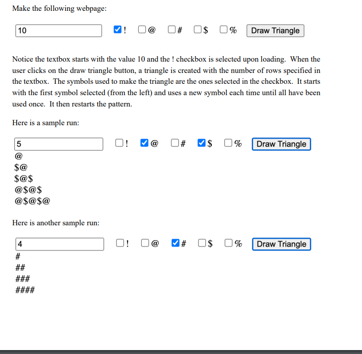 Make the following webpage: ! @ # $ %Notice the | Chegg.com