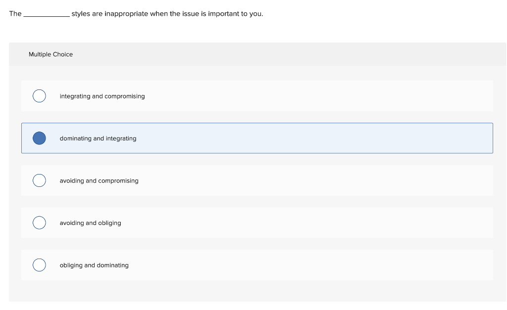 Solved The styles are inappropriate when the issue is | Chegg.com