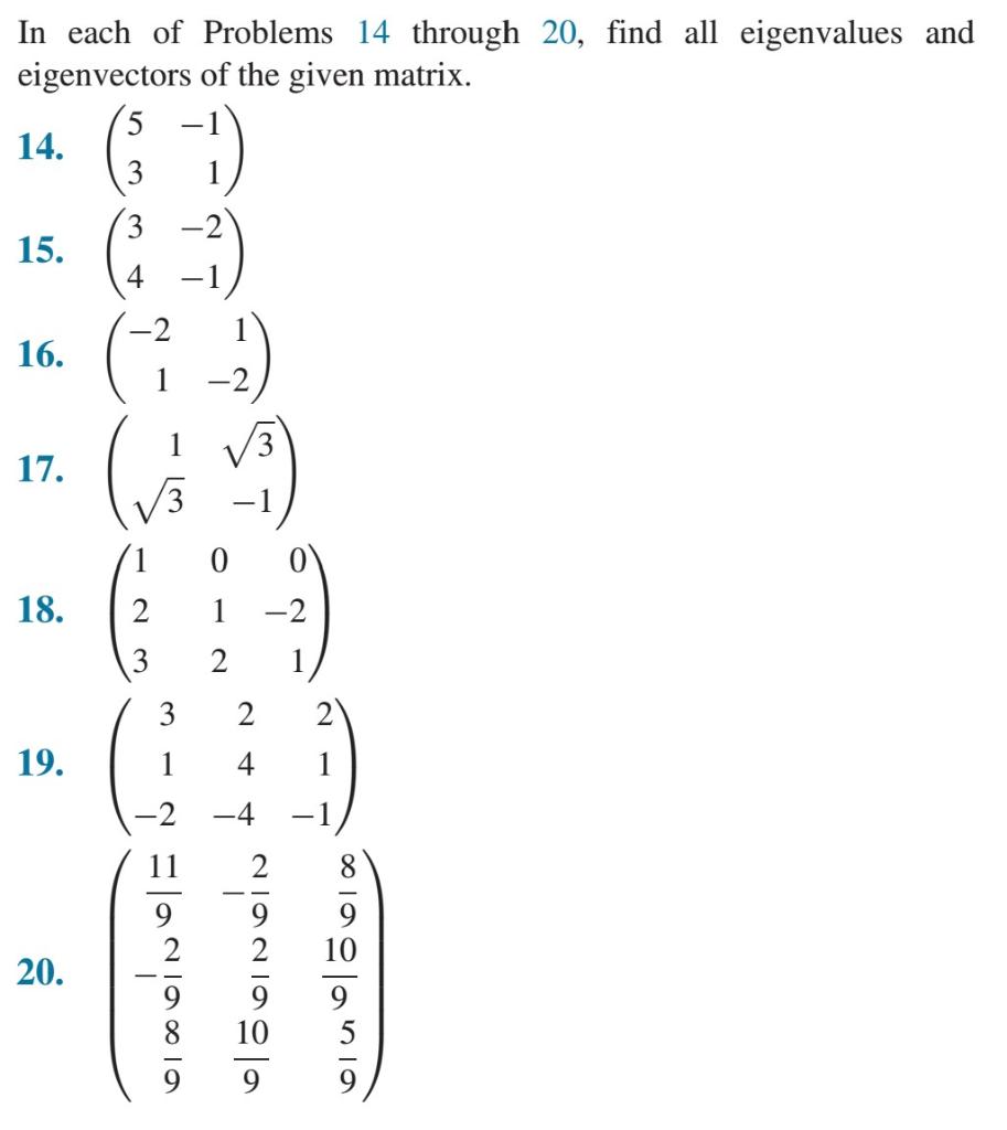 Solved In each of Problems 14 through 20, find all | Chegg.com