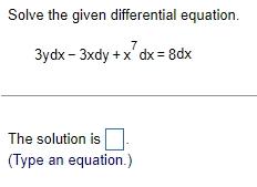 Solved Solve the given differential equation. | Chegg.com