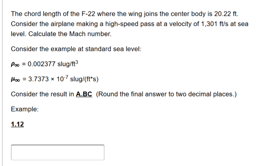 Solved The chord length of the F-22 where the wing joins the | Chegg.com