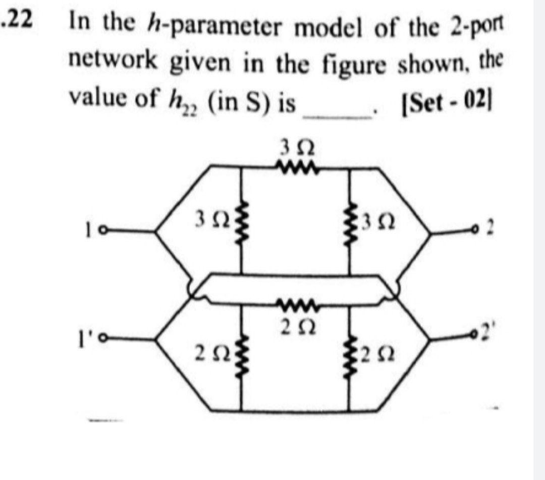 Solved .22 In the h-parameter model of the 2-port network | Chegg.com