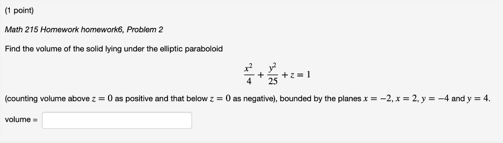 Solved 1 point) Math 215 Homework homework6, Problem 2 Find | Chegg.com