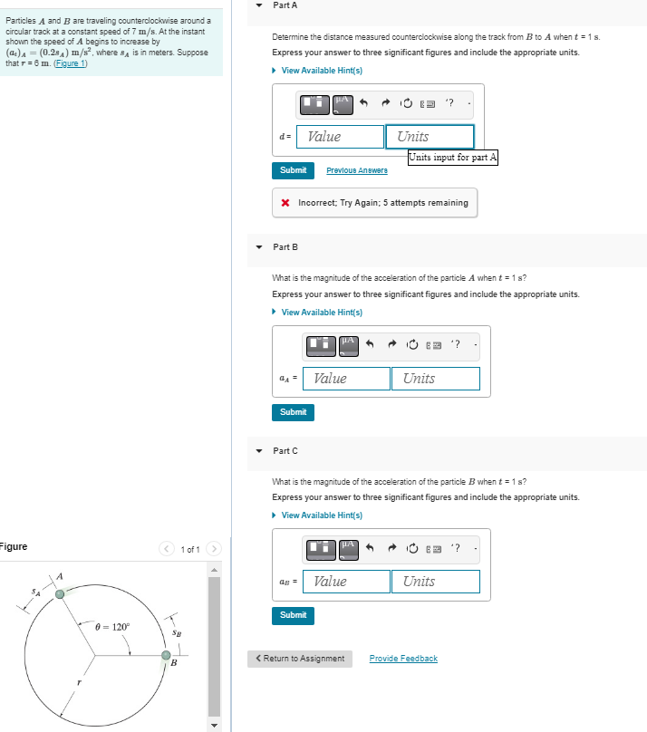 Solved Particles A and B are traveling counterclockwise | Chegg.com