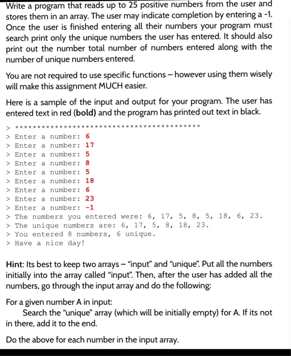 Solved and Write a program that reads up to 25 positive | Chegg.com