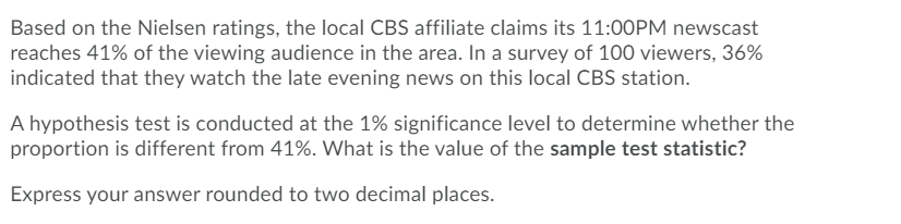 Solved Based on the Nielsen ratings, the local CBS affiliate | Chegg.com