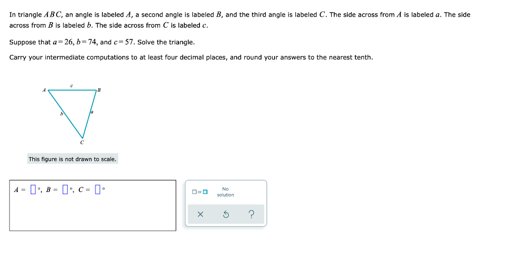 Solved In triangle ABC, an angle is labeled A, a second | Chegg.com