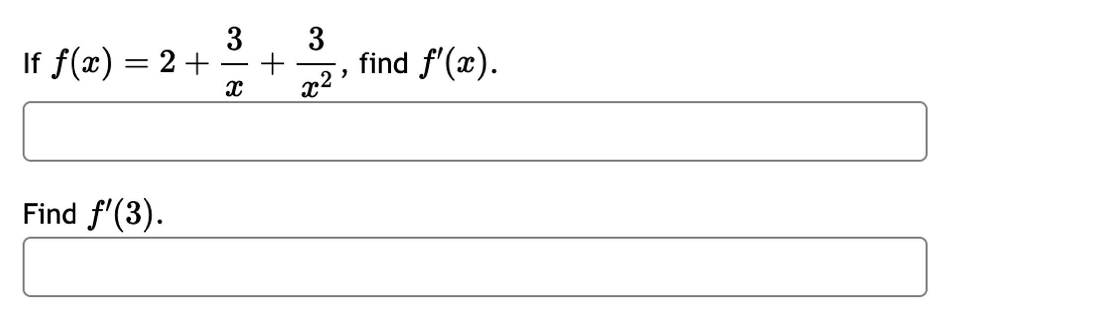 Solved If f(x)=2+3x+3x2, ﻿find f'(x)[xx2 find f(x).] | Chegg.com